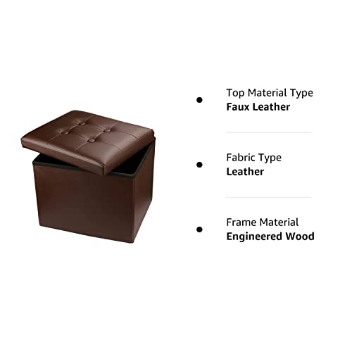 Hamgtrion Ottoman Storage Ottoman Folding Ottomans Footrest Storage Ottoman Small Footstool Rectangle Bench Cube for Room Living Room Bedroom Brown L17W13H13inches