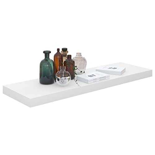 CKioict Floating Wall Shelves 2 pcs High Gloss White 31.5"x9.3"x1.5" MDF, Simple Storage Home Decor Wall Mounted, Display Wall Shelf for Organize Bedroom, Living Room, Kitchen, Bathroom