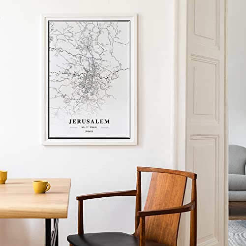Dear Mapper Jerusalem View Abstract Road Modern Map Art Minimalist Painting Black and White Canvas Line Art Print Poster Art Print Poster Home Decor (Set of 3 Unframed) (12x16inch)