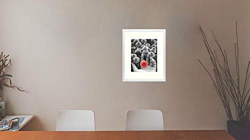 Frametory, 16x20 Picture Frame - Made to Display 11x14 Photo with Ivory Mat - Wide Molding - Built in Hanging Features - Preinstalled Wall Mounting Hardware (White, 1 Pack)