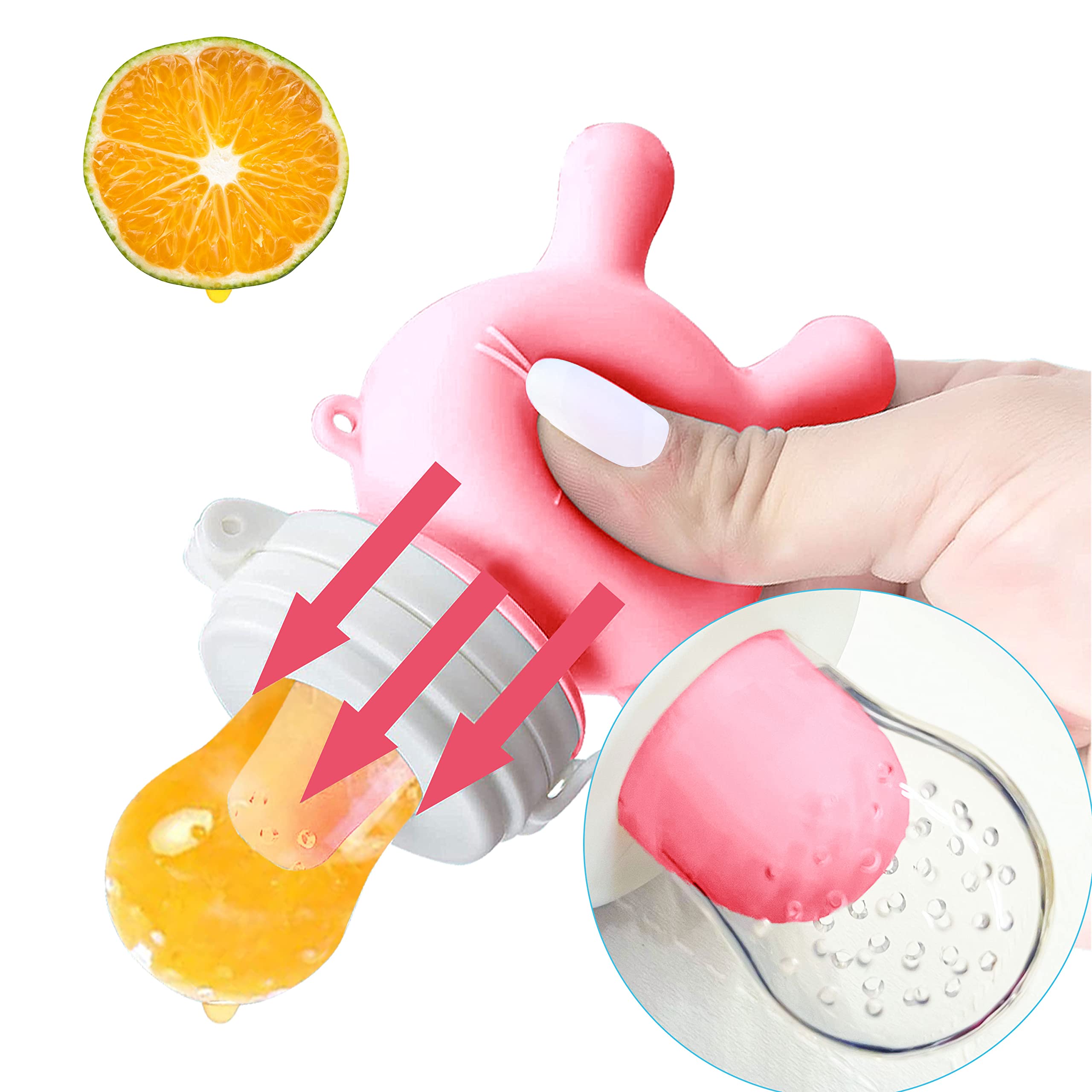 Baby Fruit Feeder Silicone Food Pacifier | Infant Teething Relief Toy Teether | Milk Frozen Mesh Feeders | Safely Self Feeding Teethers for Babies 0-6-12-18 Months Boys and Girls,Peachpink