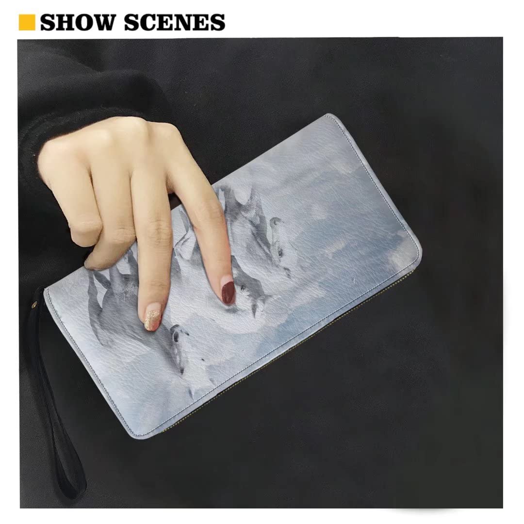 Dellukee Wallets for Women Horse Print PU Leather Card Holder Organizer Ladies Clutch Travel Purse Wristlet