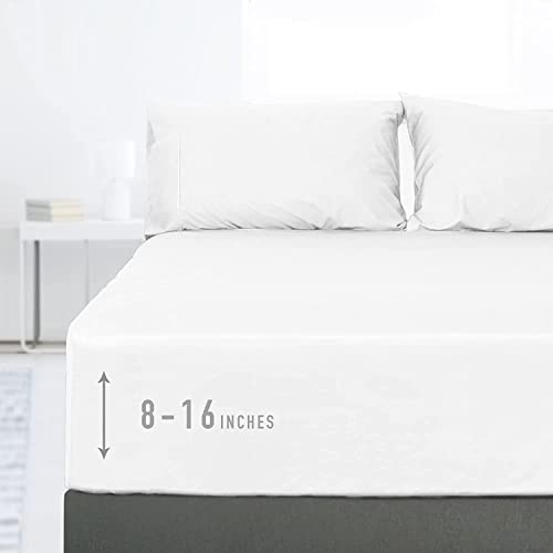 Decorative Bedding Sheet Set Queen Size, Leaves Deep Pockets Fitted Sheet & 2 Pillow Sham Set, Modern Leaf Forms Geometric Lines Shape Print Microfiber 3pc Bed Sheets Set, for Boys & Girls Bedding