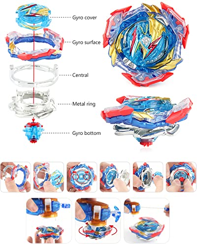 Desamvap Bey Battling Tops Burst Pro Series Dynamite B-193 Ultimate Valkyrie Variable'-9 Bey Blades with Launcher & Grip Battle Game Set Right Spin DB Layer System, Toys Gifts for Kids Children Boys
