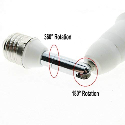 Aukora E26 E27 Light Bulb Socket Extender, Bendable Medium Base Light Socket Converter for Motion Sensor Light Bulb Standard LED Bulbs, Adjustable Vertical 180° Horizontal 360°(2 Pack)