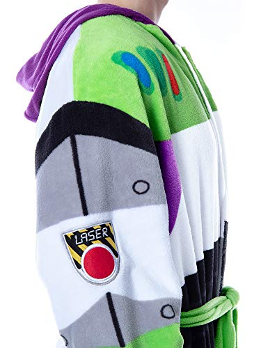 Disney Men's Toy Story Buzz Lightyear Costume Ultra-Soft Fleece Plush Hooded Robe Bathrobe (2X/3X)