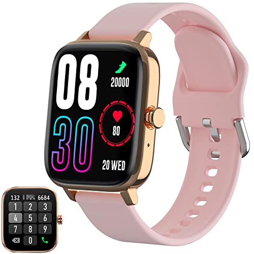 BOFIDAR Smart Watches for Women (Call Receive/Dial), Smart Watch for Android and iOS Phones, 1.7'' Touch Screen Smartwatch, Fitness Tracker with Pedometer, Alarm Clock, 7 Sports Modes (Gold)