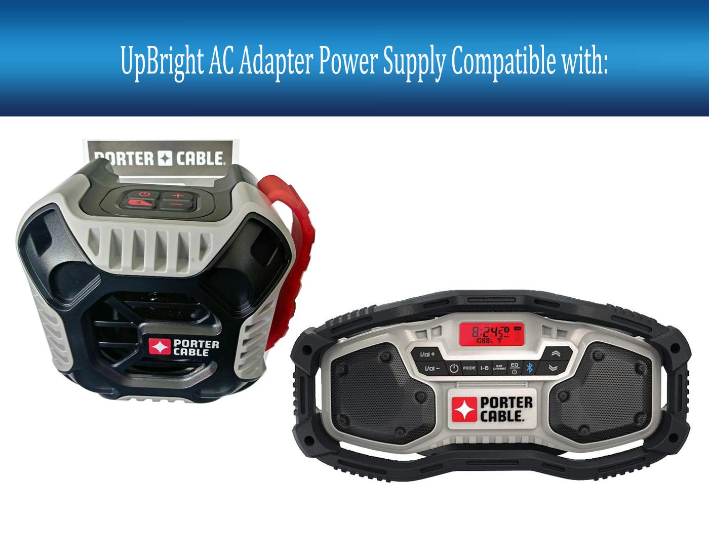 UpBright 18V AC/DC Adapter Compatible with Porter Cable PCC771 PCC771B PCC772 B PCC772B 20V Max Bluetooth Jobsite Radio Boom Box HK-AB-180A100-US 5140174-62 90616006 HK-AJ-180A100-US 90623331 Charger
