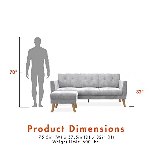 CosmoLiving by Cosmopolitan Gloria Upholstered Sofa, Light Gray