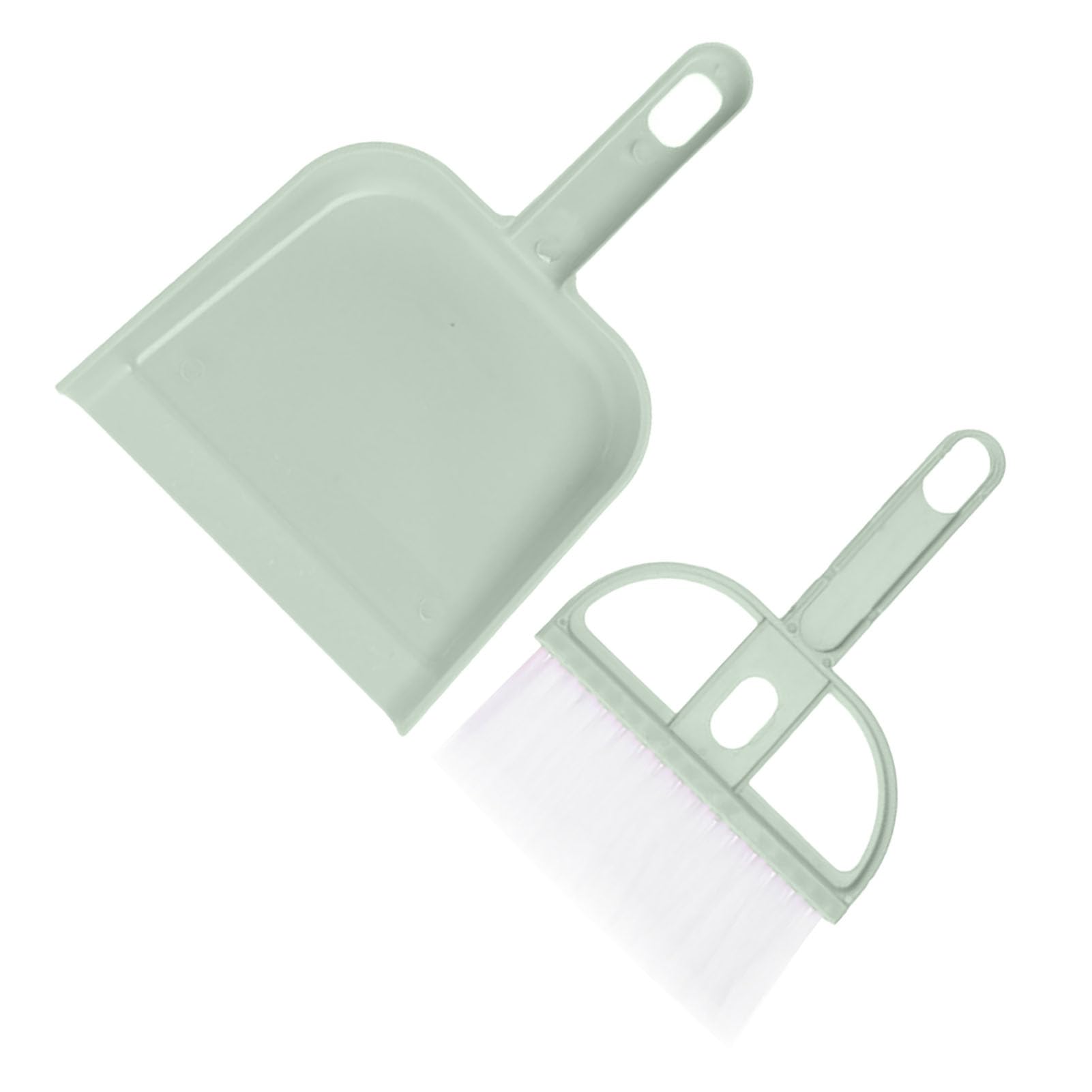 Small Broom and Dustpan Set Efficiently Sweeping Desktop Dust for Office Home School Portable Plastic Mini Broom Dustpan (Nordic Green)