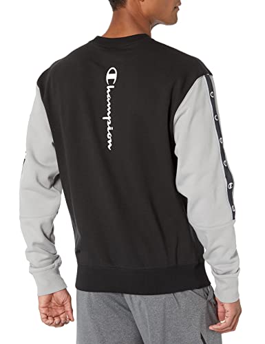 Champion Midweight Fleece Pullover, Men’s Logo Sweatshirt, Black/Dull Grey, Medium