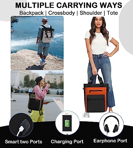 COMELY Convertible Laptop Backpack, Casual Travel Tote Daypack, Crossbody Purse, Bookbag Diaper Bag Nursing Bag for Daily Work College Nursing Teaching, 31A-Black
