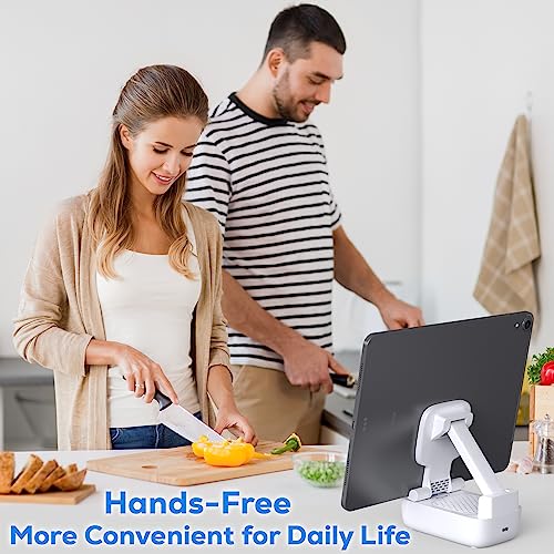 comiso Cell Phone Stand with Wireless Bluetooth Speaker, Punchy Bass & HD Stereo Sound Speaker for Home & Outdoors Compatible with iPhone/ipad/Samsung, Unique Ideal Gifts for Men Women (White)