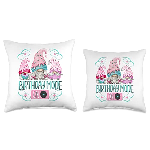 Cute Birthday Gnome Gifts For Gardener Legends Funny Gnomes for Women Cute White Birthday Mode Throw Pillow, 18x18, Multicolor