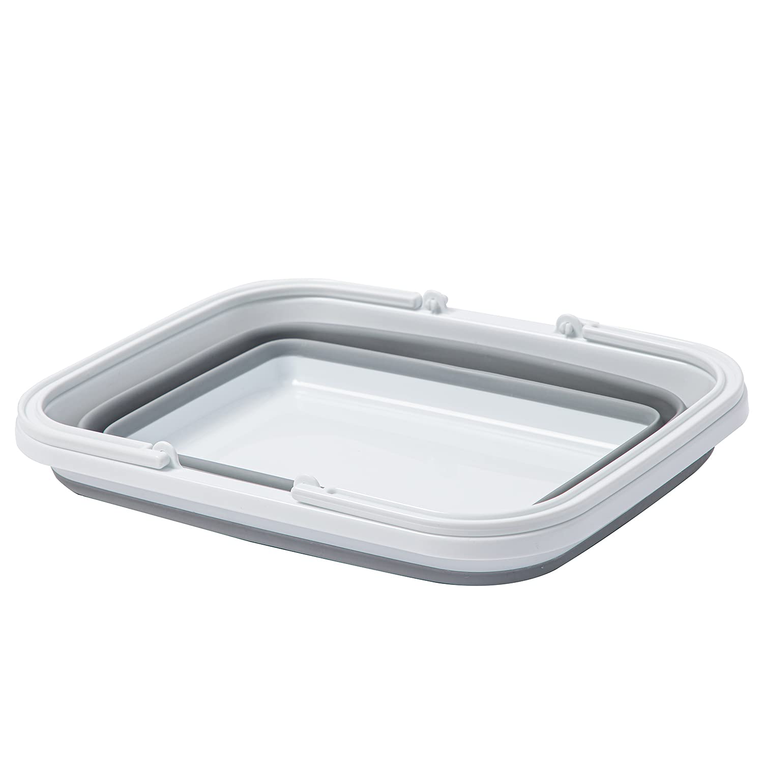 AUTODECO 2 Pack Collapsible Sink with Handle Towel, 2.37 Gal / 9L Foldable Wash Basin for Washing Dishes, Camping, Hiking and Home Gray