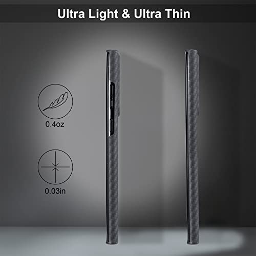 Carbon Fiber Samsung Galaxy S23 Ultra 6.8" Case, Slim Aramid, Lightweight, Anti-Scratch, Wireless Charging Support-Black