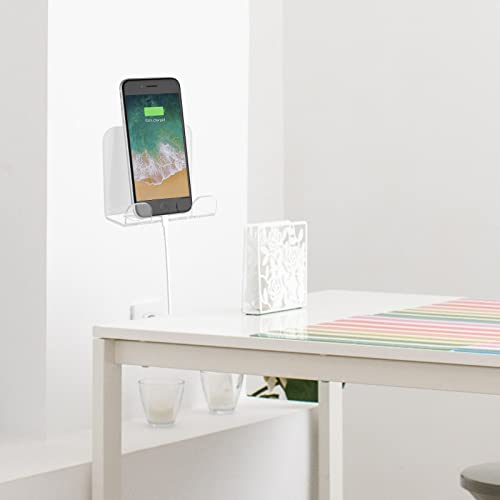 Cosmos 2 Pcs Wall Mount Phone Holder Cell Phone Wall Holder Smartphone Charging Stand Bedside Organizer Storage Bracket Compatible with Most Phone and Mini Tablet for Home Office Bedroom Living Room