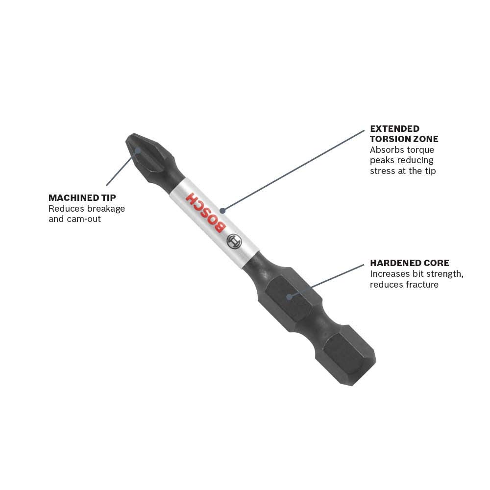 BOSCH ITSQ235B 10-Pack 3-1/2 In. Square #2 Impact Tough Screwdriving Power Bits