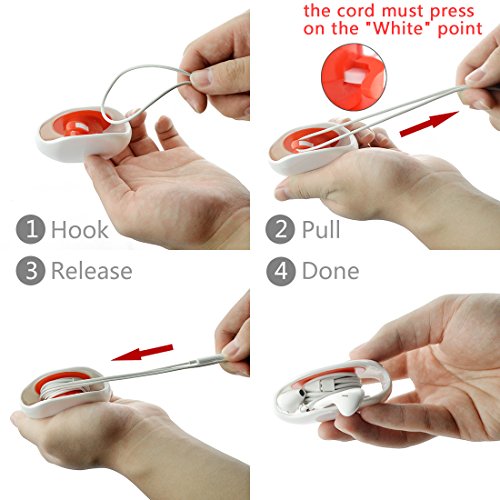 Geekria in-Ear Headset Smart Storage Box/Headphone Cable Storage Organizer/Earbuds Holder Case/Earphone Bobbin Winder Wrap/Cord Tangle-Free Portable Manager/Wire Keeper (White)