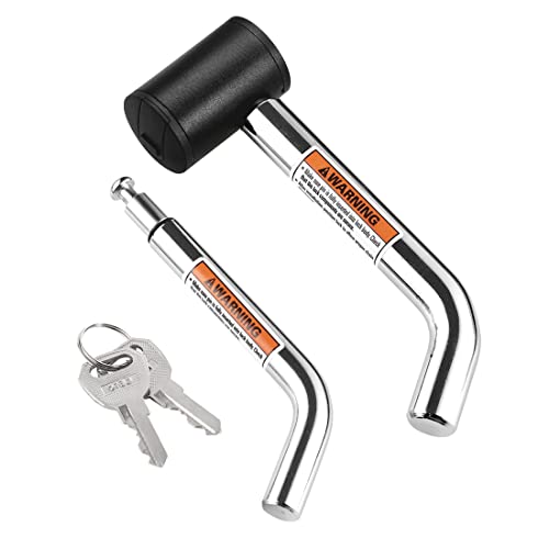 CZC AUTO Hitch Receiver Pin Lock, Right Angle 1/2" and 5/8" Dual Pins for Class I II III IV 1-1/4" 2" and 2-1/2" Receiver, Compatible with Bike Rack Tray Ball Tow Rope for Trailer Truck Car Boat