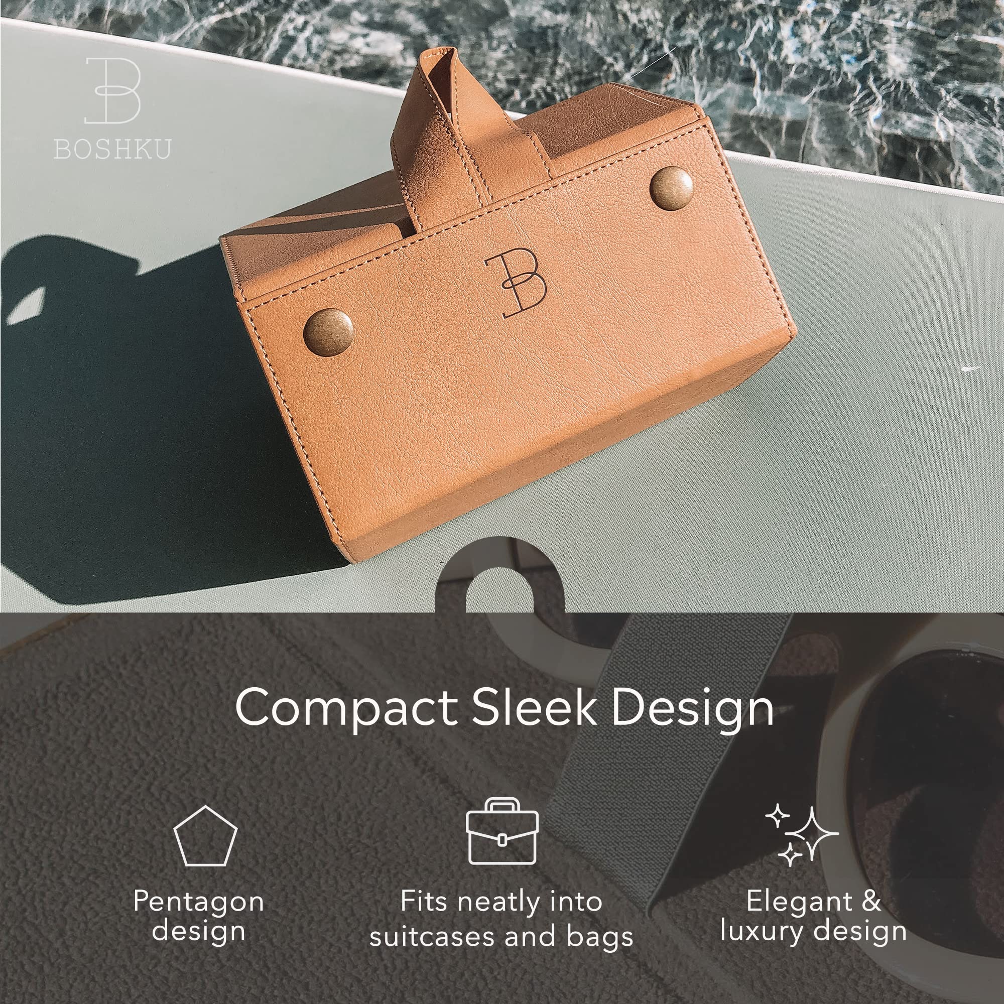 BOSHKU Sunglasses Organizer Case Men Women 5Slot EyeGlass Holder Storage Travel Case