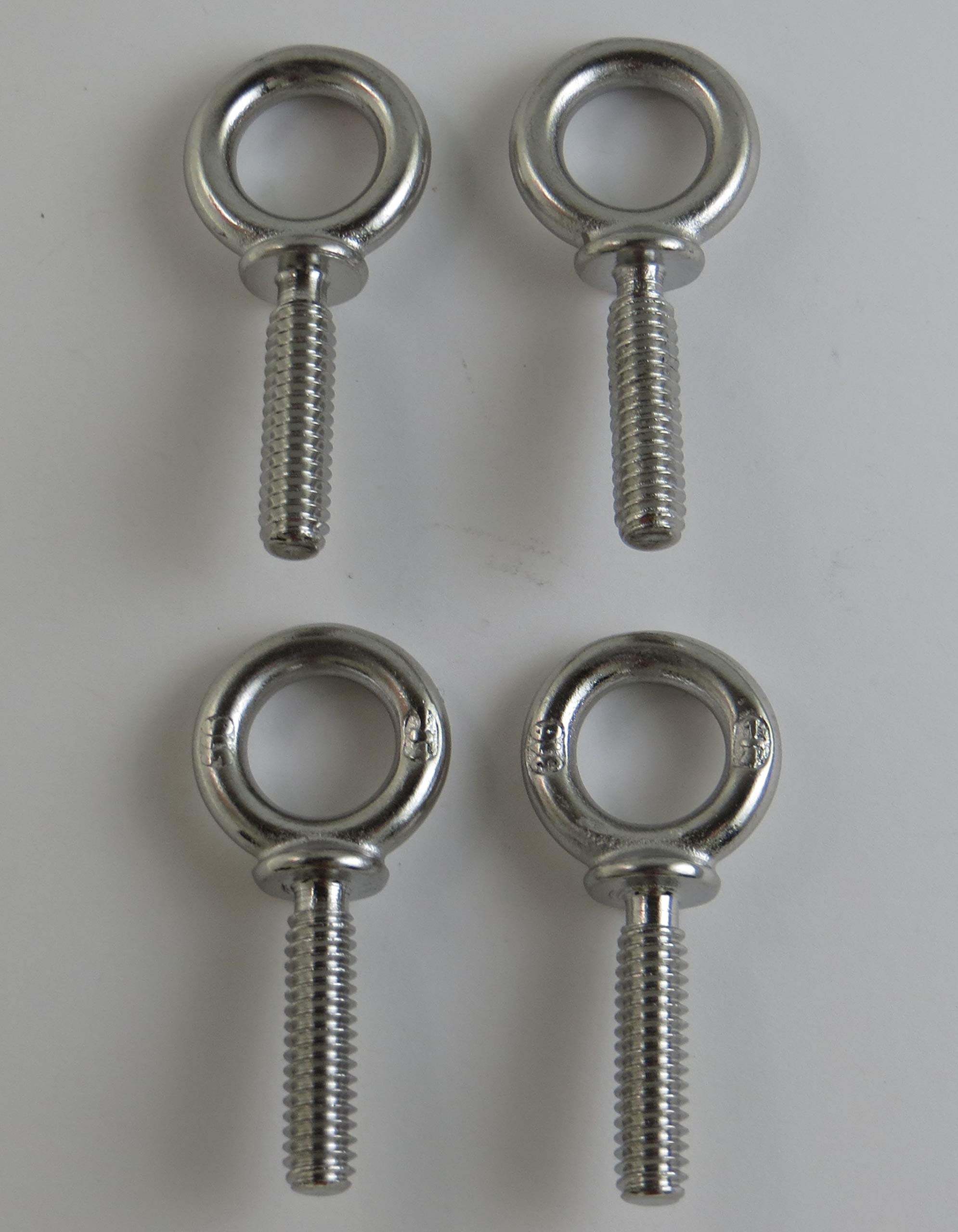 US STAINLESS 4 Pieces Stainless Steel 316 1/4" x 1" UNC Machinery Eye Bolt Marine Grade Pitch of 20