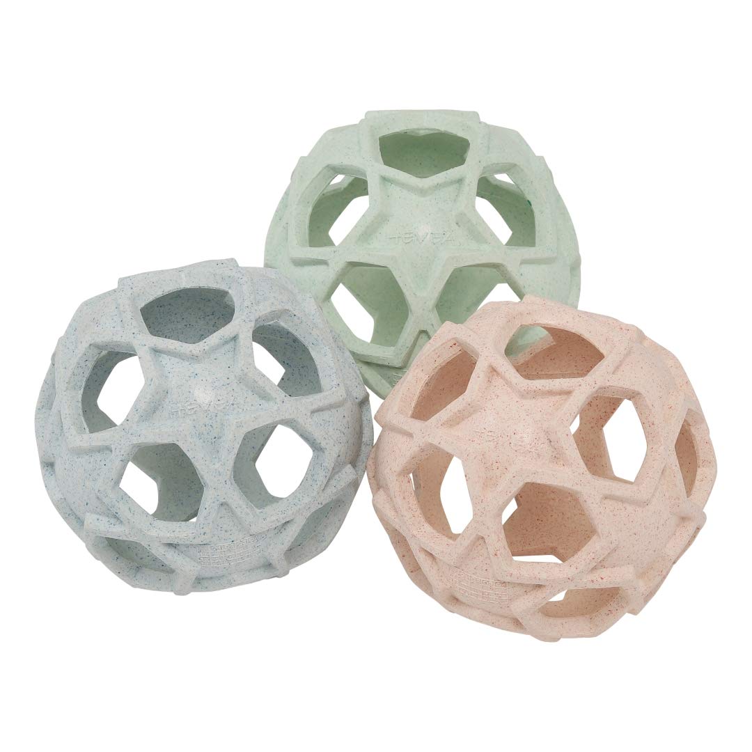 HEVEA Star Activity Ball Toy Made from 100% Upcycled Natural Rubber - Soft and Easy to Hold Baby Ball for Ages +4 Months - Plant Based, Plastic-Free, BPA-Free (Blue)