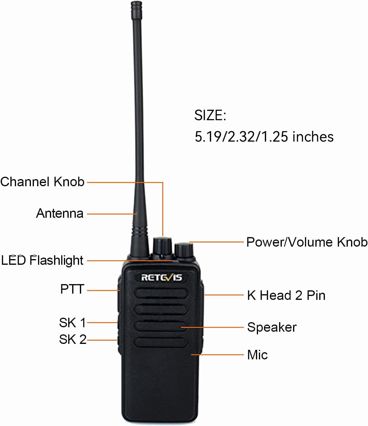 Retevis RT1 Long Range Walkie Talkies,High Power 2 Way Radio with 3000mAh Rechargeable,Emergency Alarm Walkie Talkie for Hunting(2 Pack)