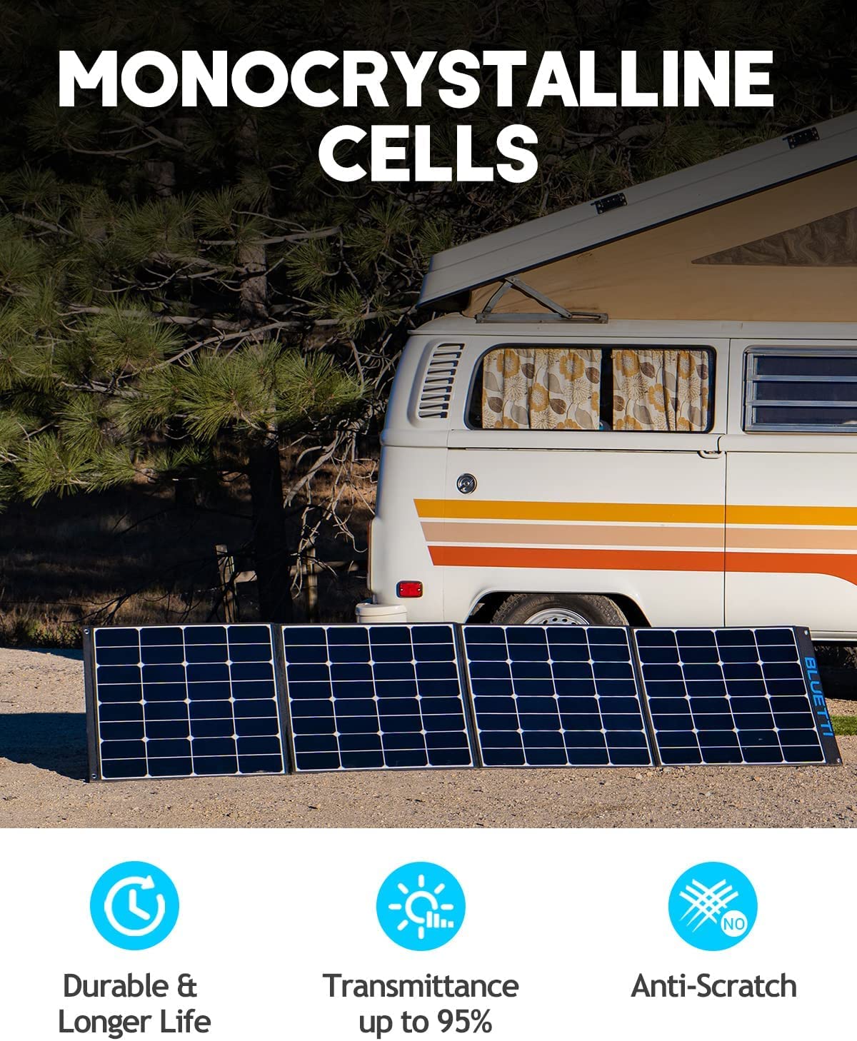BLUETTI SP350/350W Solar Panel for AC200MAX AC200P AC300 B230 B300 EB240 Solar Generators, Foldable Portable Solar Power Supply with Adjustable Kickstand, Off Grid System for Outdoor Adventure Road