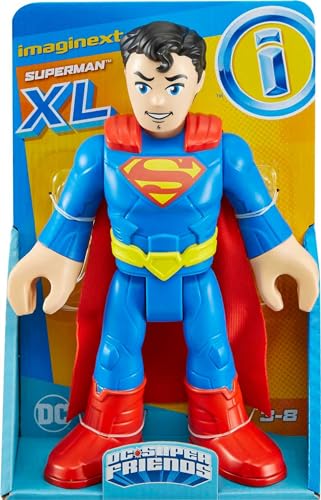 DC Super Friends Imaginext DC Super Friends Superman Xl Toy 10-In Figure with Fabric Cape for Preschool Kids Ages 3+ Years