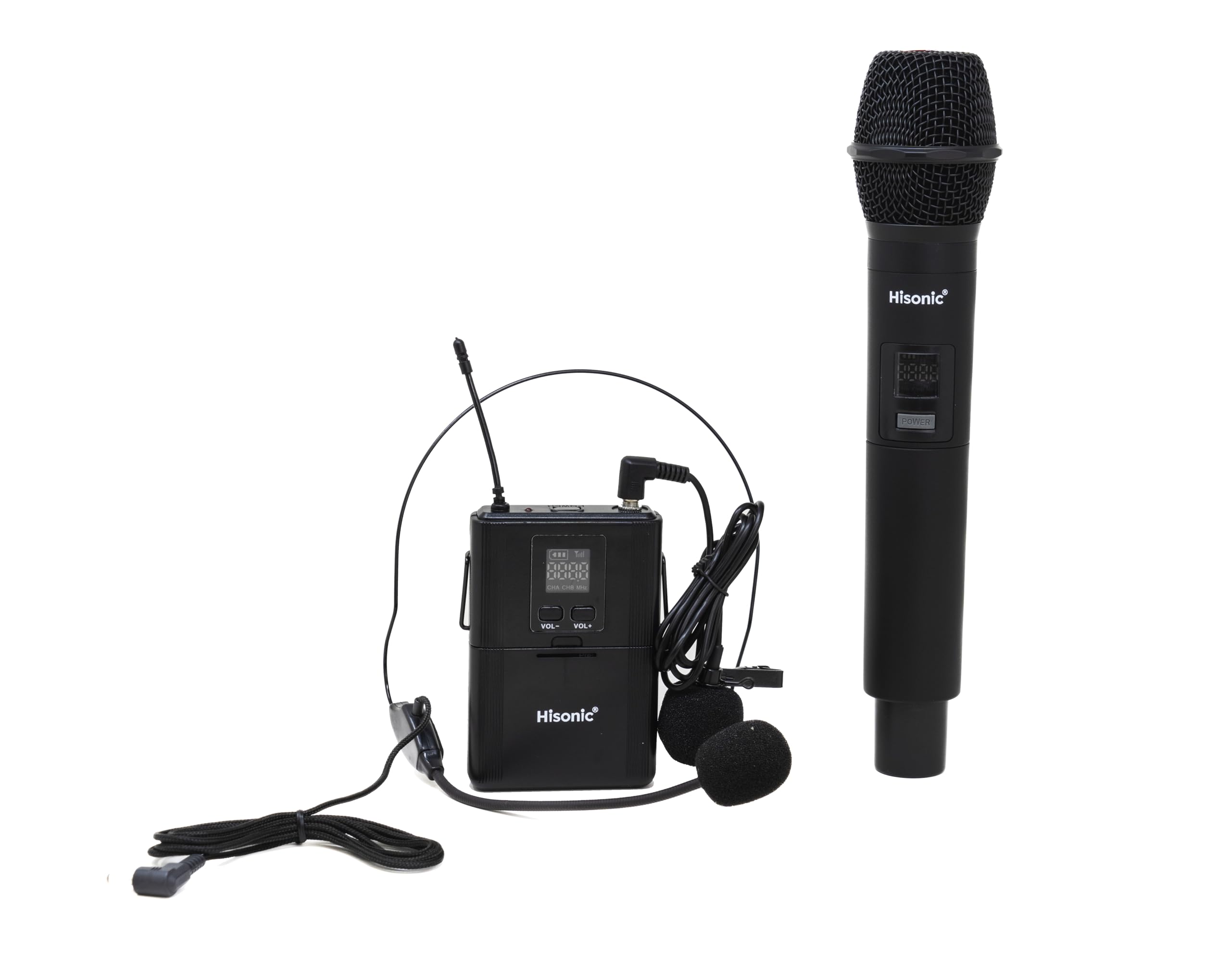 HISONIC HS120BT HL Portable PA System with Wireless Microphones and Lithium Rechargeable Battery and Car Cable Bluetooth Connected with Cell Phones and Pads Black