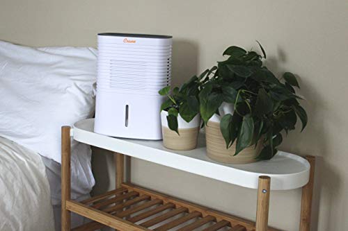 Crane Dehumidifier, Compact Portable Design, Effective Moisture Removal up to 300 Sq. Feet, 0.5 Gallon – 2 Liter Water Tank, White