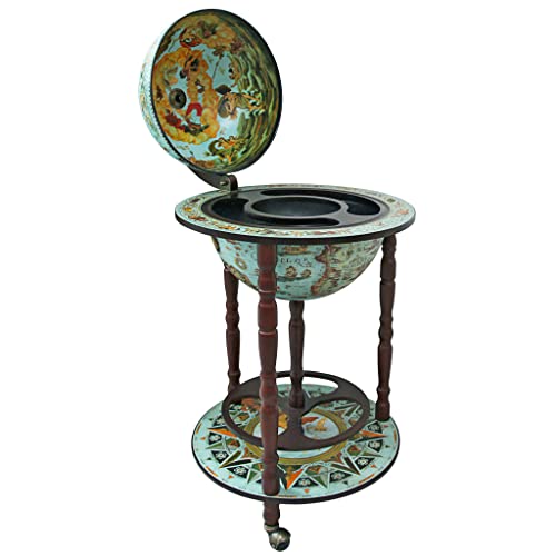 Design Toscano Sixteenth Century Cielo Replica Globe Bar Liquor Cabinet, 18 Inches Wide, 18 Inches Deep, 36 Inches High, Blue Finish