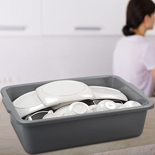 Fiazony Large Plastic Bus Boxes, Gray Commercial Plastic Tubs, 32 L, 4-Pack