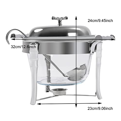 DYRABREST Chafing Dish Buffet Set,Stainless Steel Frame Chafing Dishes Glass Dish Server Food Warmer with Soup Ladle for Parties