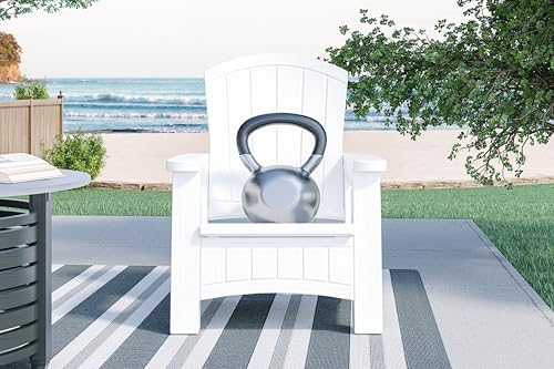 Suncast UV-Resistant Stylish Adirondack Outdoor Backyard Patio Chair with in-Seat Storage, White