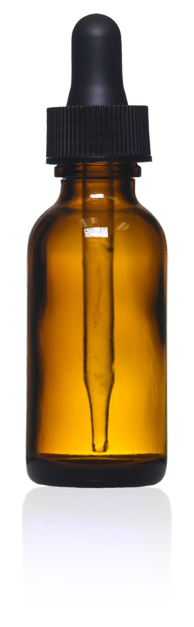 True Essence 1 Oz (30 Ml) Amber Boston Round Glass Bottle w/Glass Dropper - Pack of 12