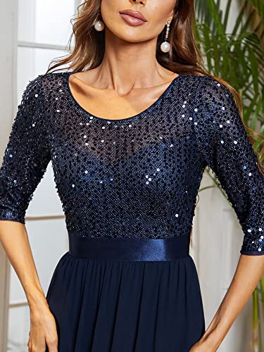 Ever-Pretty Elegant Prom Dress for Women Long Wedding Guest Gowns Navy Blue US14