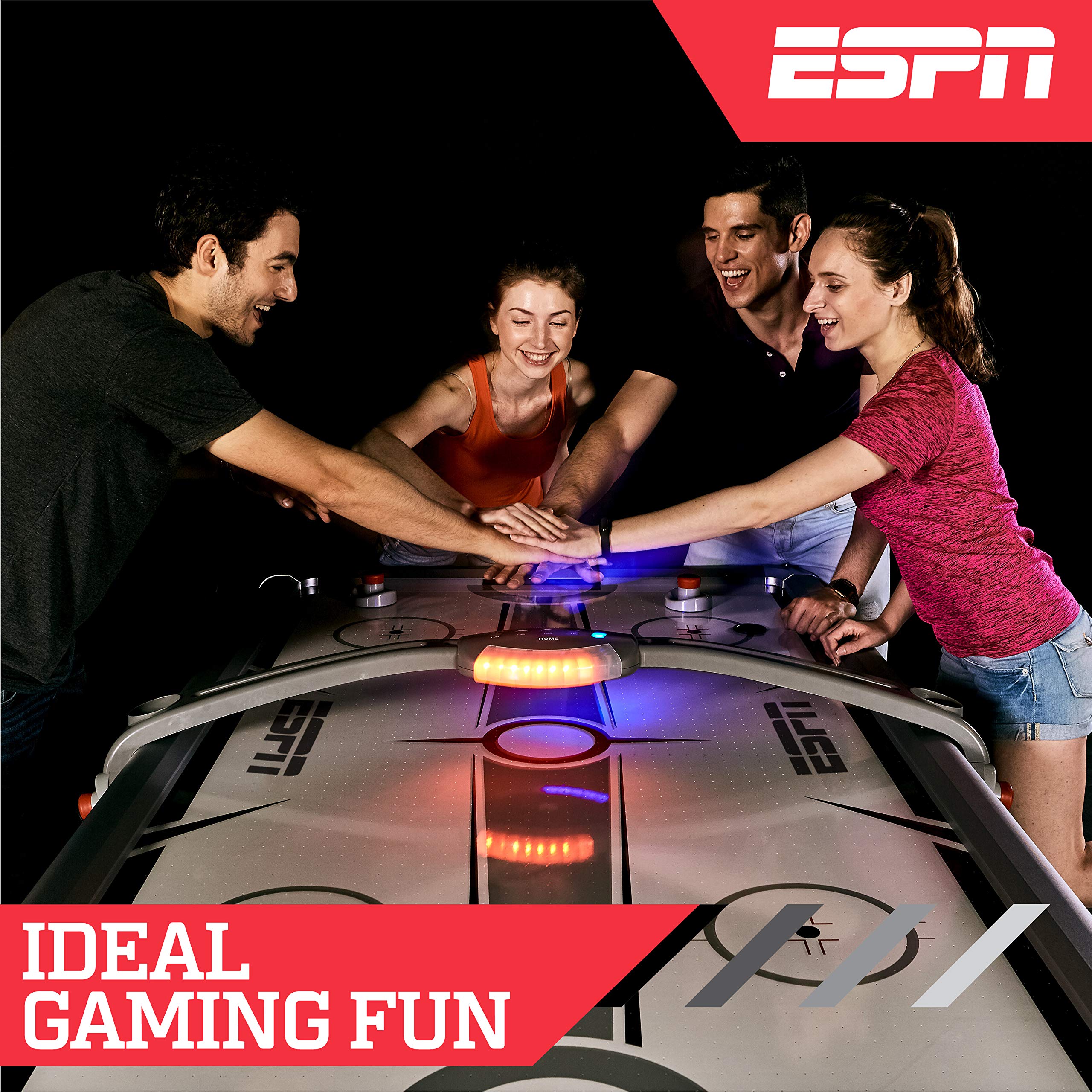 ESPN Sports Air Hockey Game Table: 84 Inch Indoor Arcade Gaming Set with Electronic Overhead Score System, Sound Effects, Multi (AWH084_188E)