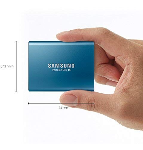 SAMSUNG T5 Portable SSD 500GB - Up to 540MB/s - USB 3.1 External Solid State Drive, Blue (MU-PA500B/AM)