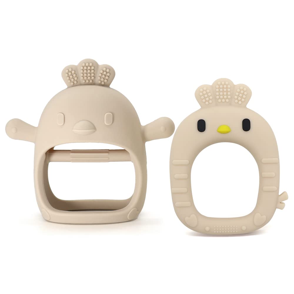Baby Teether Toy, Anti-Drop Silicone Baby Mitten Teether for Soothing Teething Pain Relief, Baby Chew Toys for Sucking Needs, Groundhog(1 Packs)