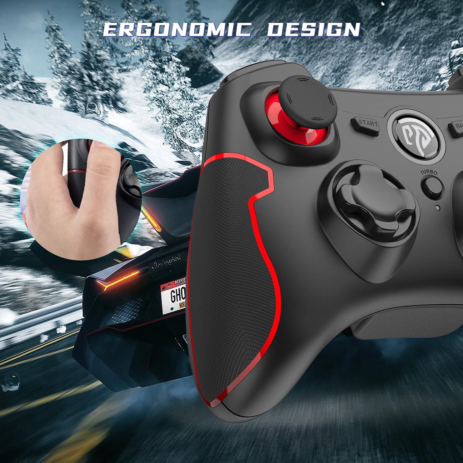 EasySMX PS3 Gaming Controller, Wireless 2.4G Gamepads with Vibration Fire Button Range up to 10m Support PC (Windows XP/7/8/10), Playstation 3, Android, TV Box Portable Gaming Joystick