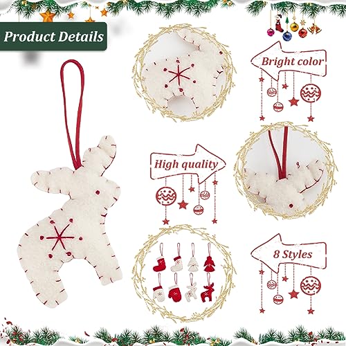 CRASPIRE 8pcs Felted Christmas Mittens Christmas Hand Decor with Cotton Rope Gloves Angel Sock Reindeer Xmas Hanging Ornament Felt Crafts for Christmas Tree Decorations Party Accessory