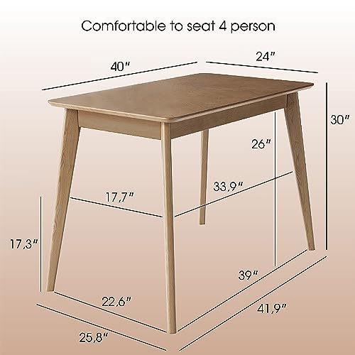 DAIVA CASA Pegasus Rectangular Dining Table - Birch Solid Wood Kitchen & Dining Room Furniture - Mid Century Modern Scandinavian Style β Brown Kitchen Table for Small Space β 40Ρ
24 inch