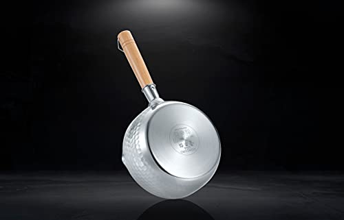CONCORD 2 Quart Stainless Steel Yukihira Pan. Traditional Japanese Saucepan with Wood Handle. Great for Ramen, Tempura, Milk, etc.