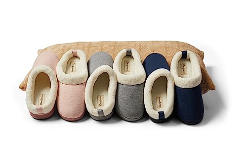 Dearfoams Women's Olive Memory Foam Sweatshirt Clog Slipper, Light Heather Grey, Medium