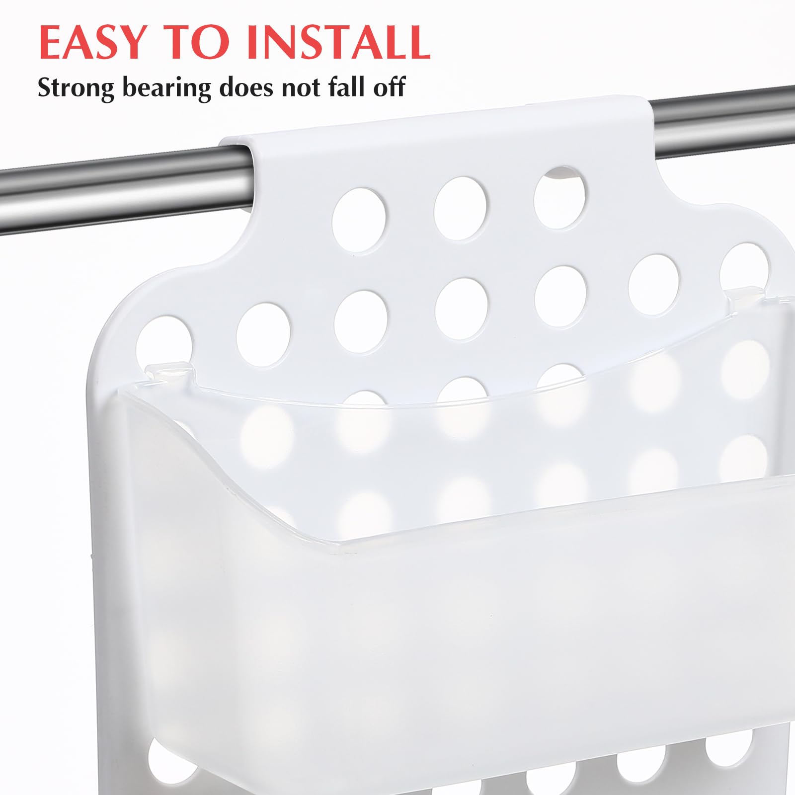 Healvian Hanging Shower Basket,Adjustable Storage Bins Over Door Shower Organizer Hanging Shower Organizer Bathroom Storage Rack Shelf with Removable Baskets for Kitchen Dorm College Space Saving
