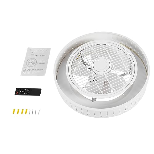 Ceiling Fan Light, Remote Control LED Lamp, Intdoor Round Dimmable 6 Wind Speeds Ceiling Fan with 5 Blades for Living Room, Dining Room, Foyer, Cottage, Bedroom, Dining Room, Study