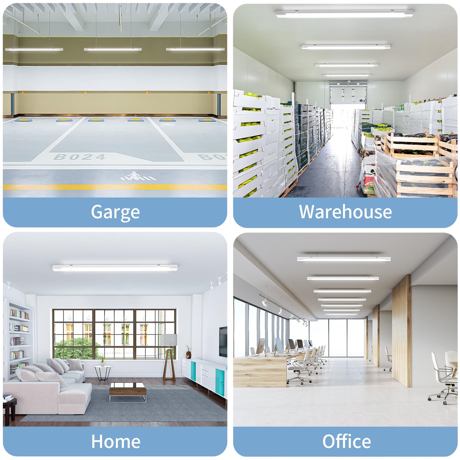 Ceiling Lights with Plug 5000K, 4FT Plug in Ceiling Light 36W LED Tube Lights Fixture with ON/Off Switch Linkable LED Closet Light for Bathroom, Garage, Workbench, Cabinet, Overhead Lighting