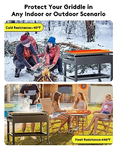 CLLIS 36 inch Griddle Mat for Blackstone, Blackstone Griddle Cover with Handle, Food Grade Silicone Mat Flat Top Grill Accessories, 36" Protective Mat Protect Griddle from Dirt & Rust for Outdoor BBQ
